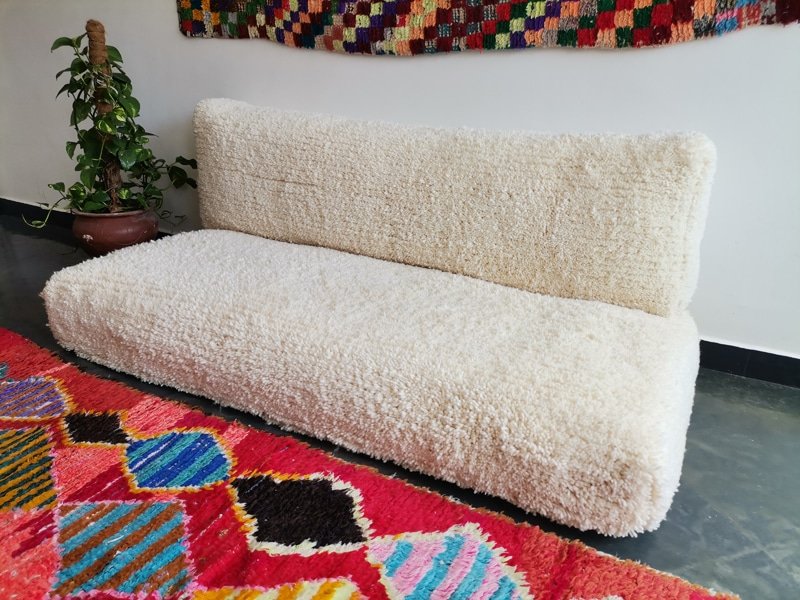 White Beni Ourain Moroccan Handmade Couch - ASALALIVING