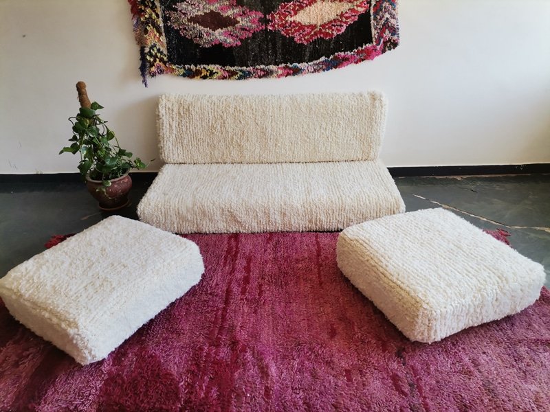 White Beni Ourain Moroccan Handmade Couch - ASALALIVING